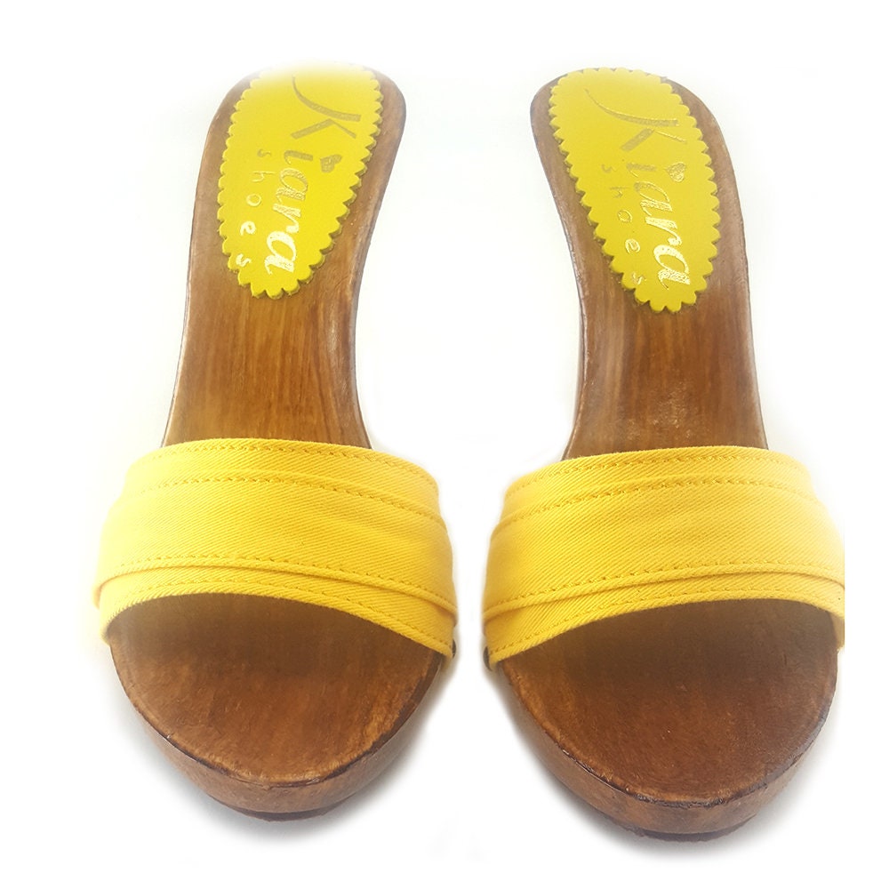 Yellow Italian Clogs Heel 12 KM7101 GIALLO - Etsy