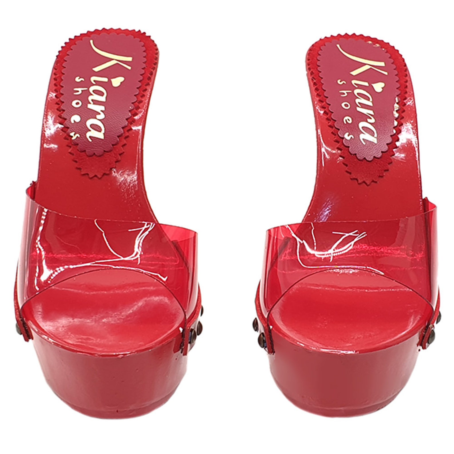 Red Glass-effect Clogs for Women by Kiara Shoes K96378 ROSSO - Etsy