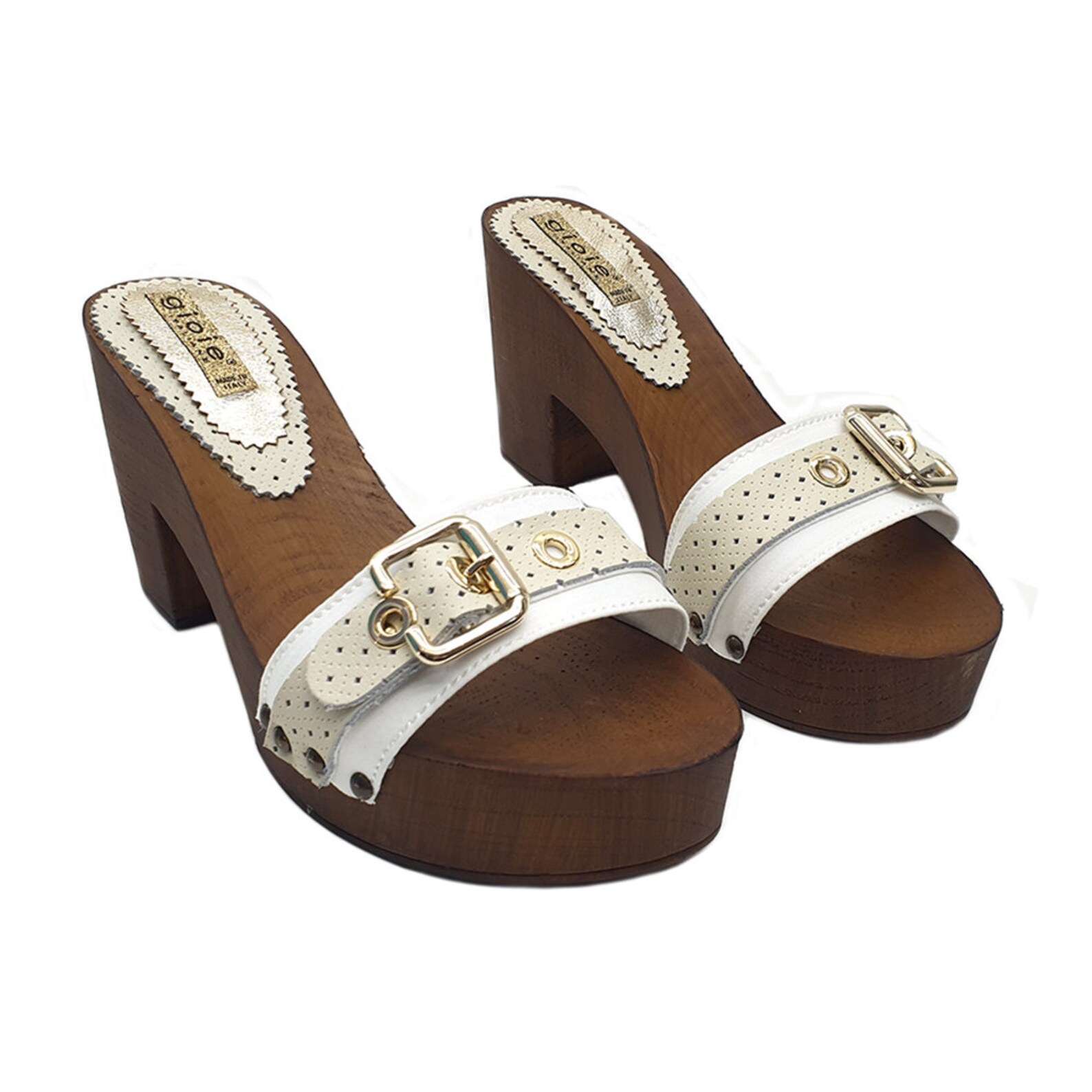 Bicolor Clogs With White Upper and Comfy Heel -G55 BIANCO - Etsy