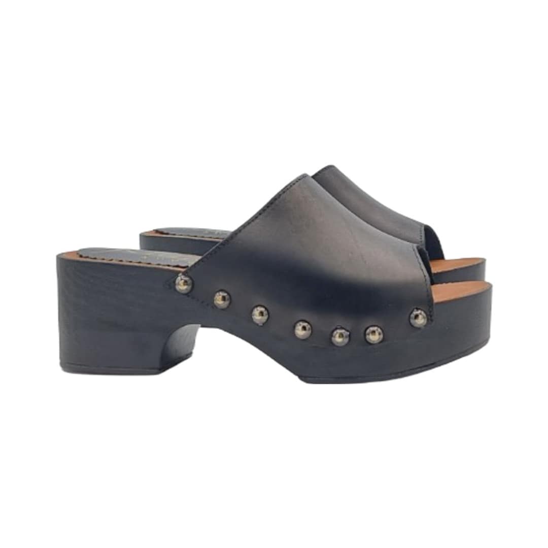 Black Swedish Clogs With Leather Upper - HANDMADE - MY322 NERO - Etsy