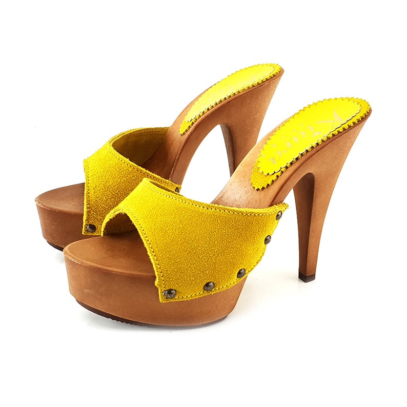 Yellow Suede Clogs -K93001 CAM GIALLO - Etsy