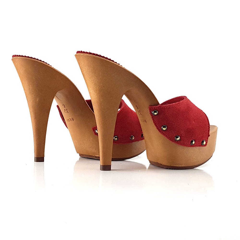 Clogs With Red Suede Upper -K93001 ROSSO - Etsy