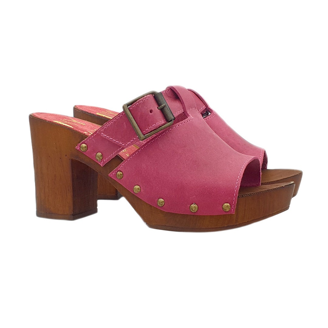 Women's Swedish Clogs With Heel 8 in Leather Made in Italy - MY160 ...