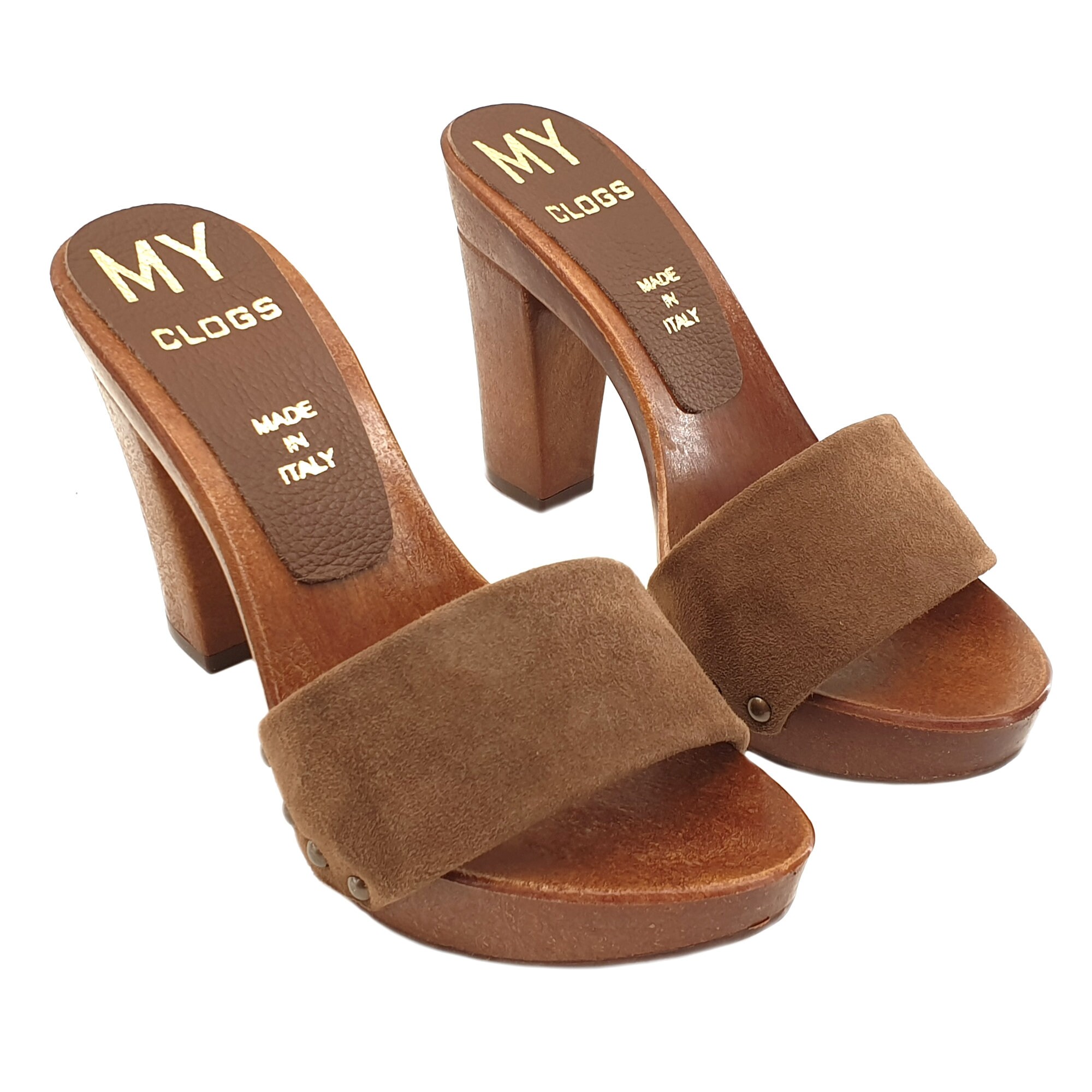 Clogs With Pink Powder Upper in Suede Heel 10 MY810 CAM - Etsy