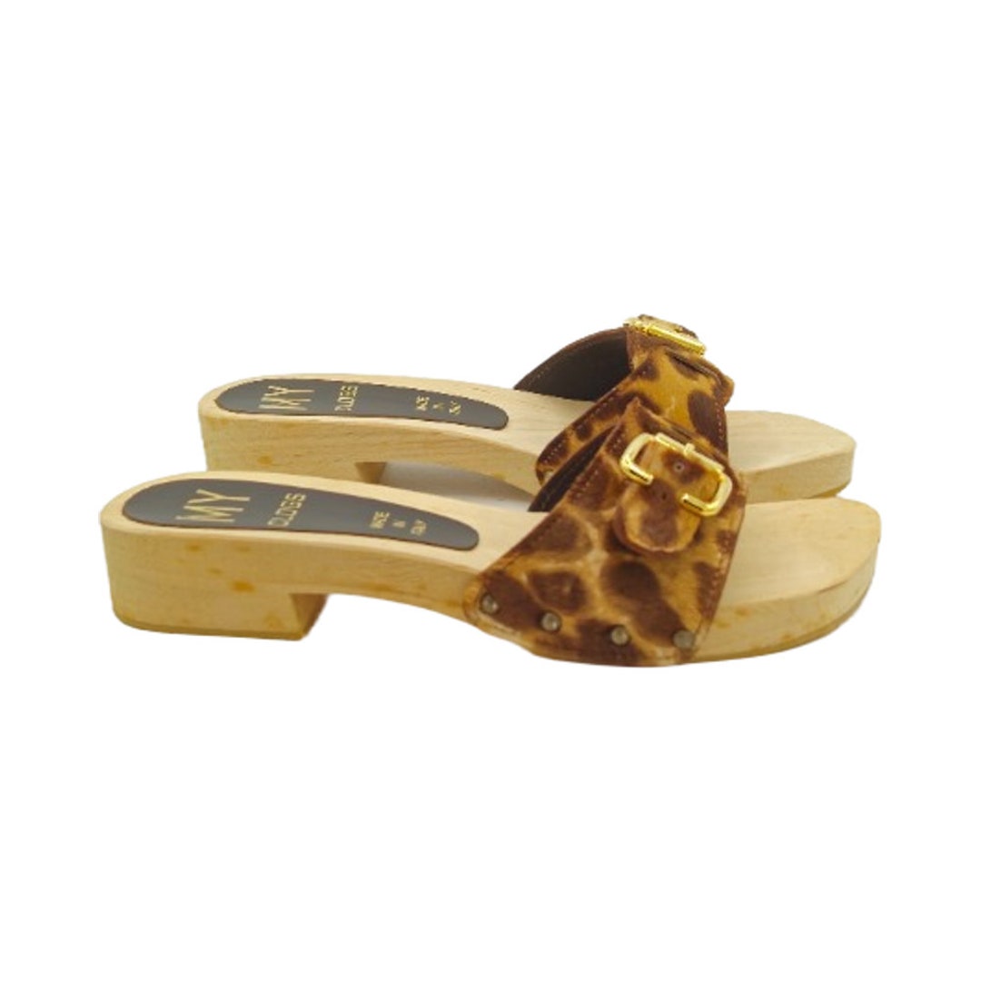 Leopard Colored Clogs Made of Real Wood - MY66222 LEOPARDATO - Etsy