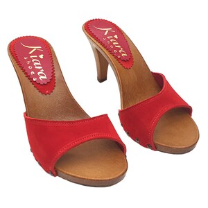 Red Coloured Heel Clogs in Suede -K639001 CAM ROSSO - Etsy