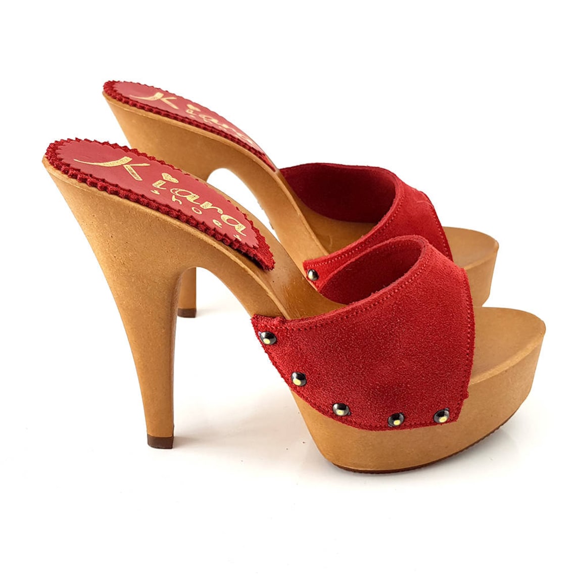 Clogs With Red Suede Upper -K93001 ROSSO - Etsy
