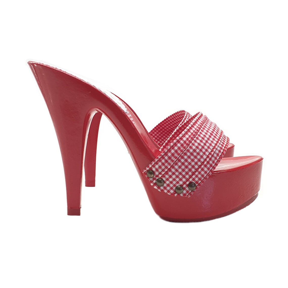 Red Pinup High Heel Clogs Made in Italy -K9601 ROSSO Pinup - Etsy