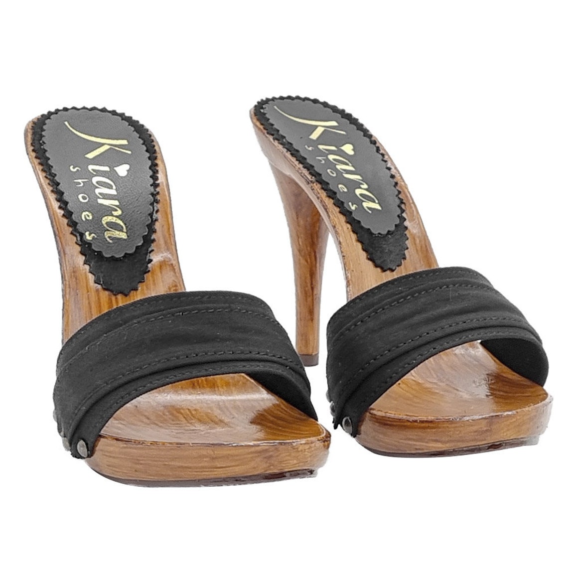 Women's Black Clogs Heel 12 KM7101 NERO | Etsy