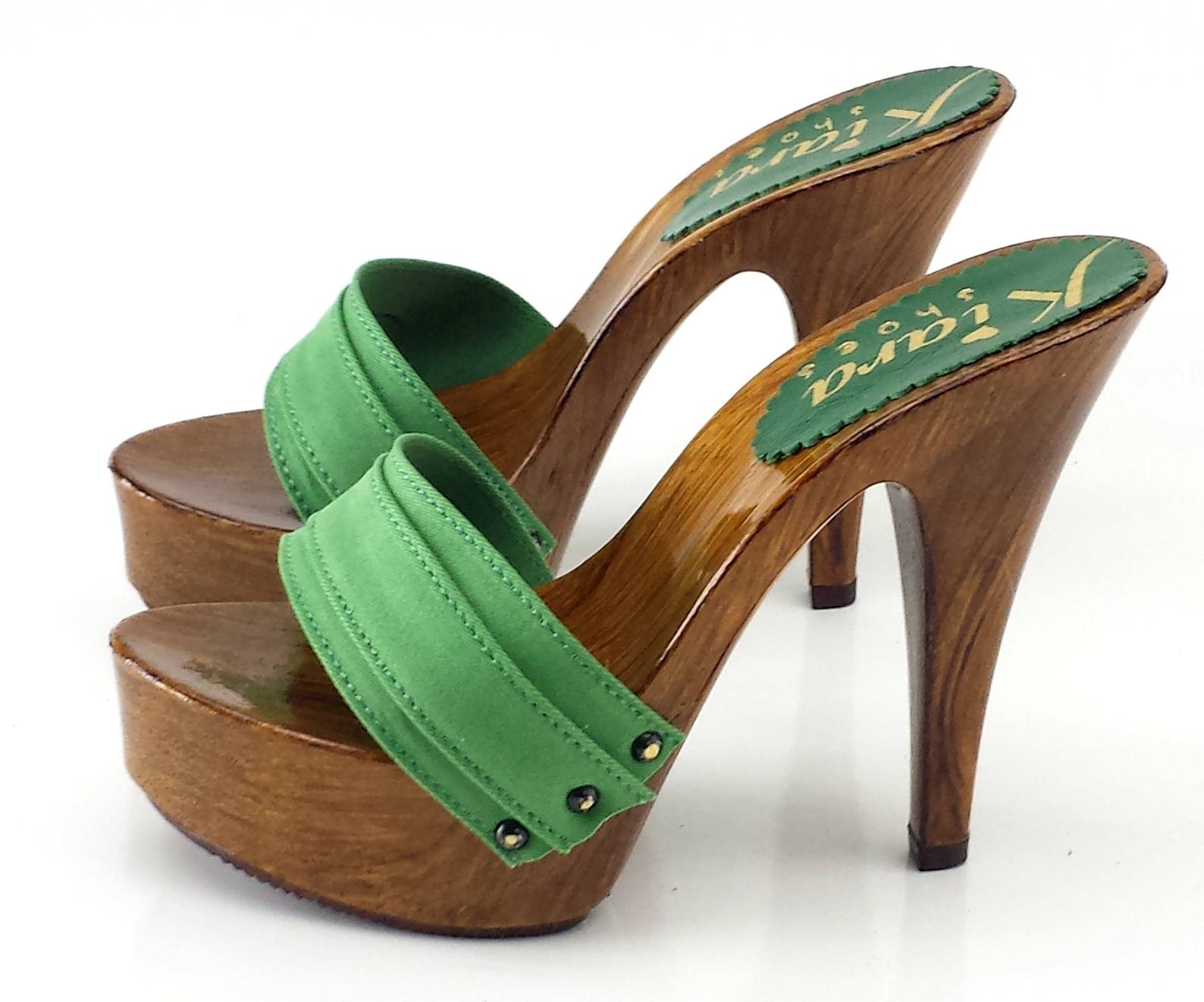 Green Heel Clogs Made in Italy -K9101 VERDE - Etsy Canada
