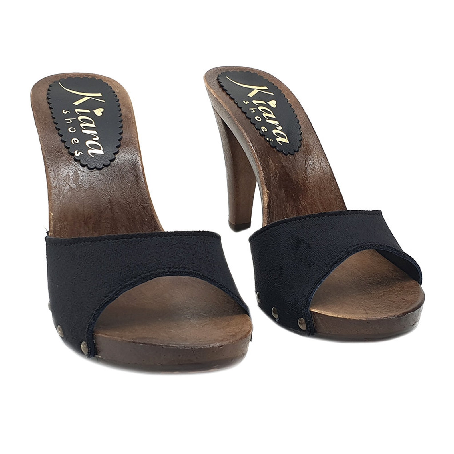 Italian Clog With Brown Base and Suede Upper K22901 CAM NERO - Etsy