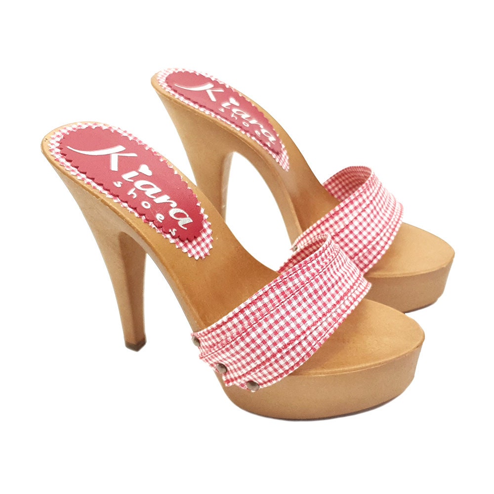 Women's Red Clogs Pin up Style Made in Italy K9301 ROSSO - Etsy