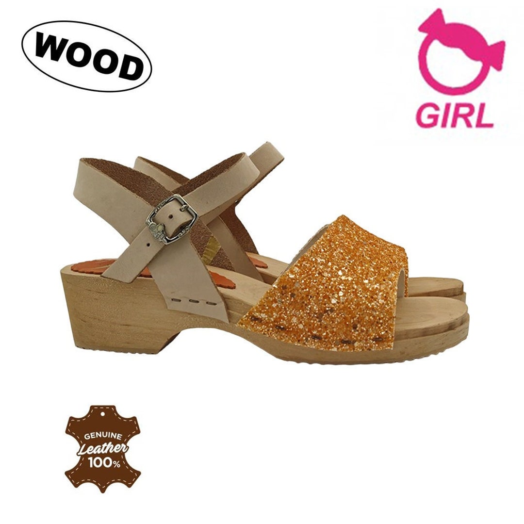 Clogs for Girls | Heel 4.5 Cm - Made in Italy - KLB102 GLITTER ARANCIO ...