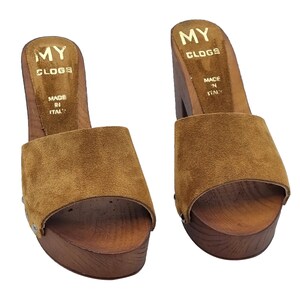Clogs in Ocher Suede With Heel 9 - Made in Italy - MY139 CAM OCRA - Etsy