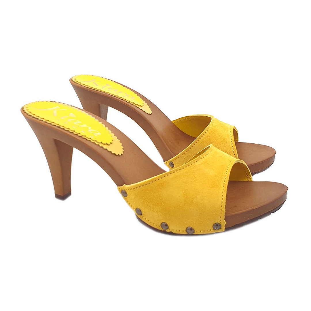 Yellow Coloured Heel Clogs in Suede - K639001 CAM GIALLO - Etsy
