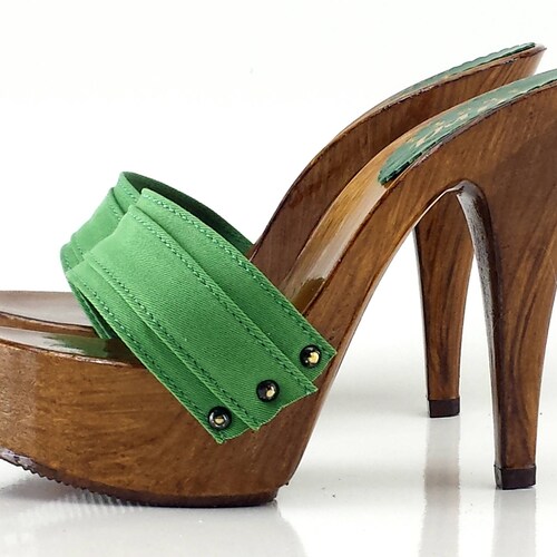 Green Heel Clogs Made in Italy K9101 VERDE - Etsy