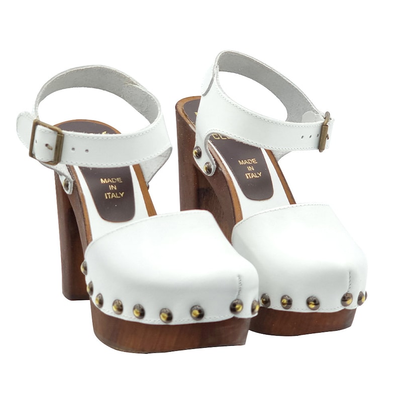 Swedish Clogs Closed With High Heel and Strap - MY462 BIANCO - Etsy