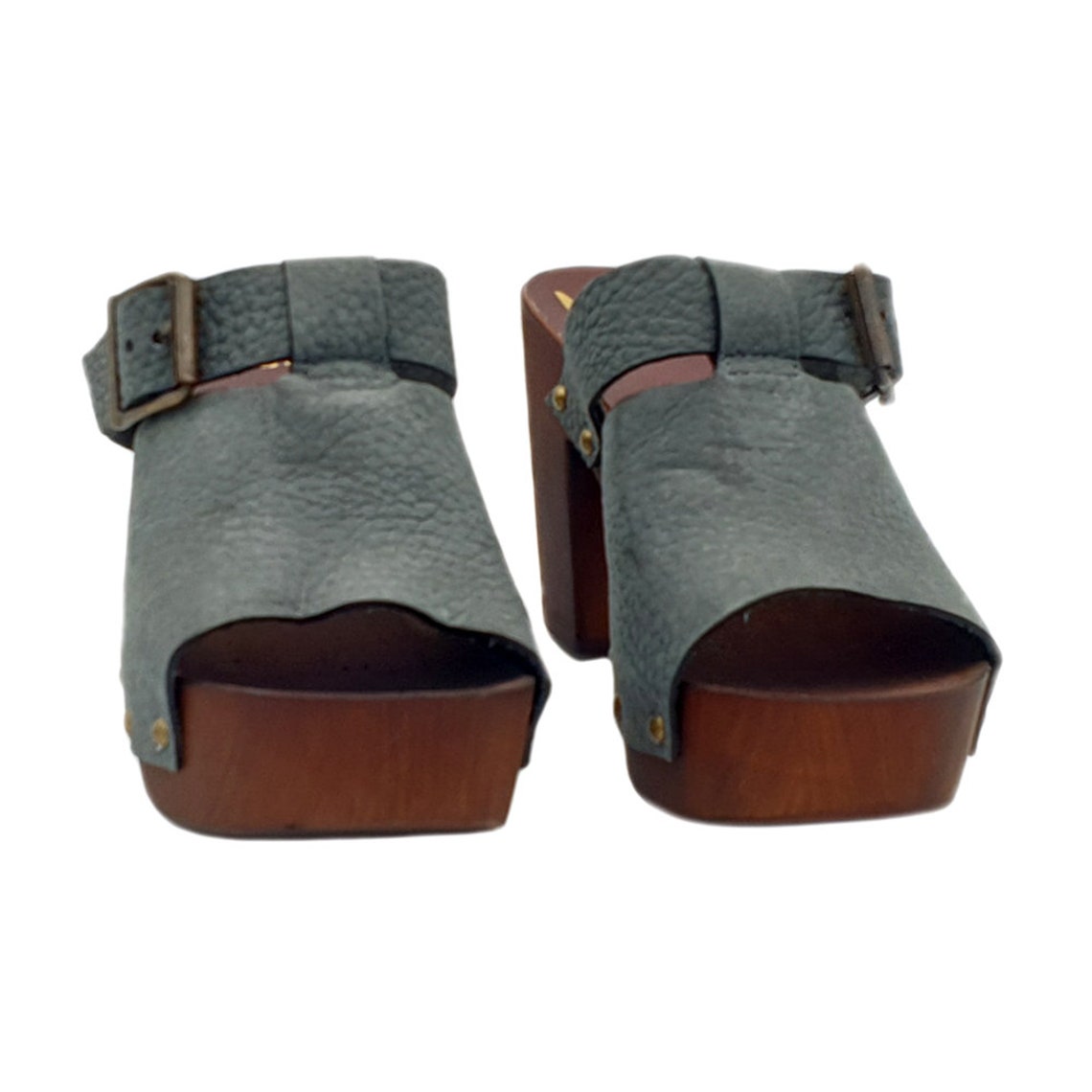 Woman's Sabot With Heel 9 in Made in Italy Leather MY136 - Etsy