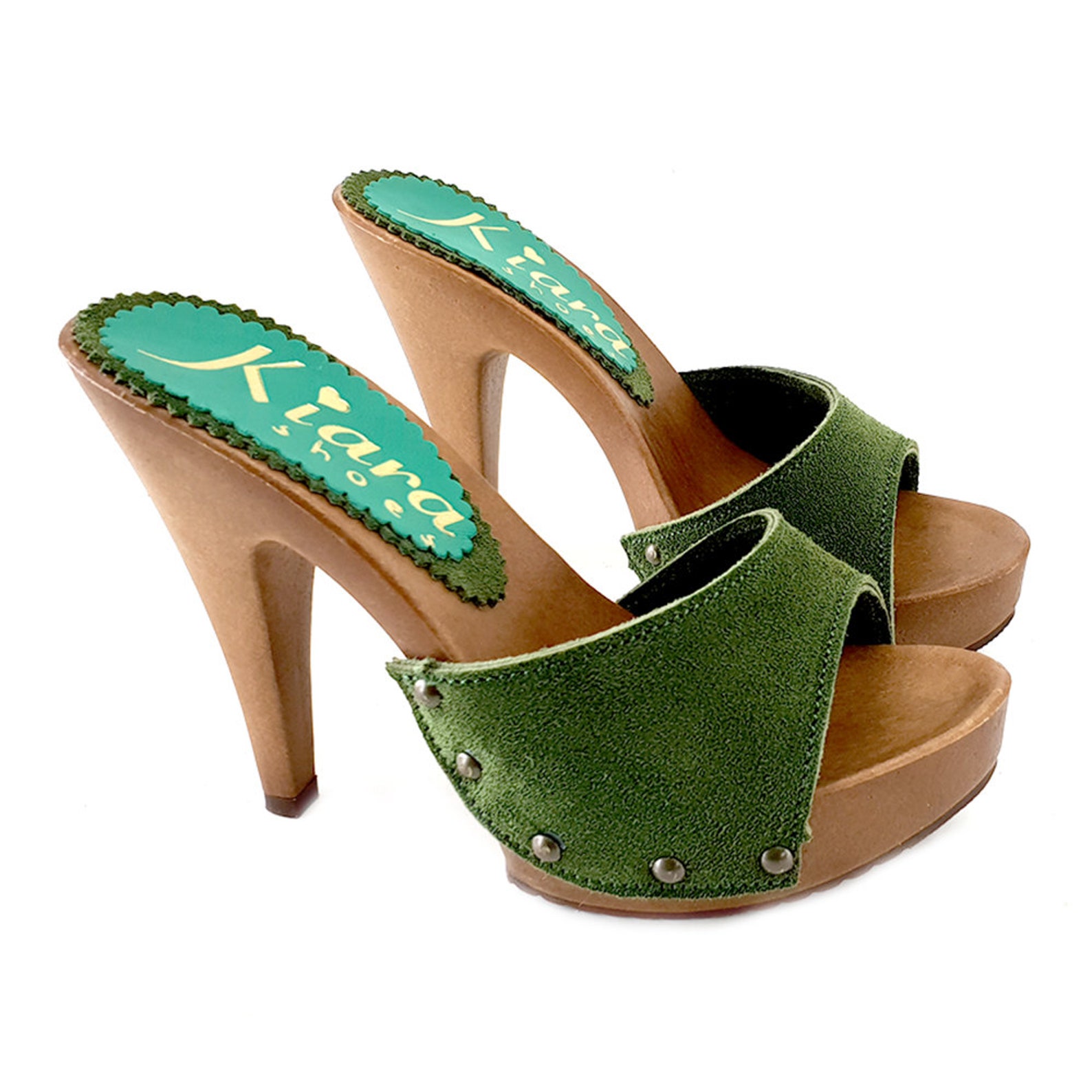 Comfortable Green Suede Clog - K213001 CAM VERDE - Etsy