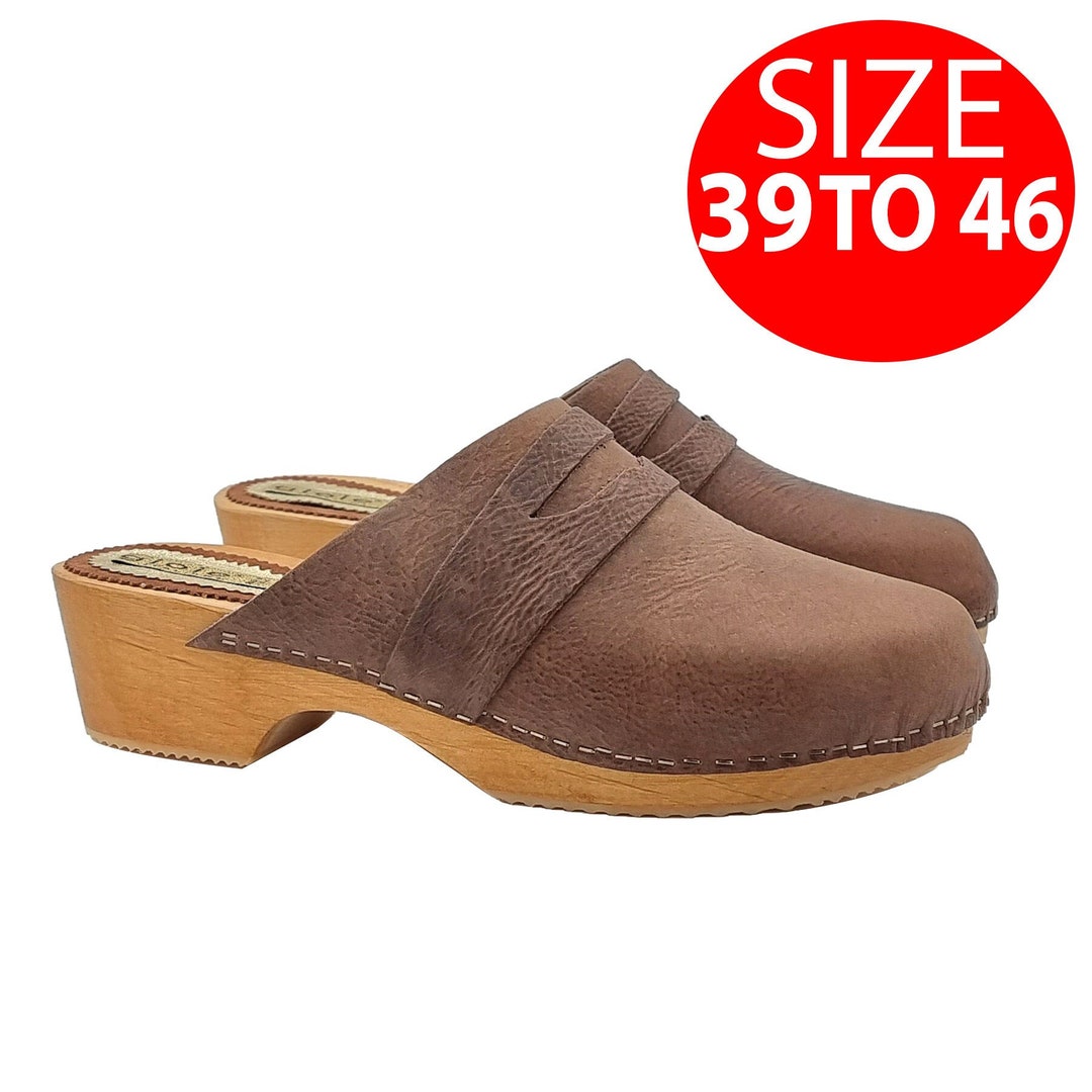 Low Clogs in Brown Leather - Made in Italy - GL110 MARRONE - Etsy