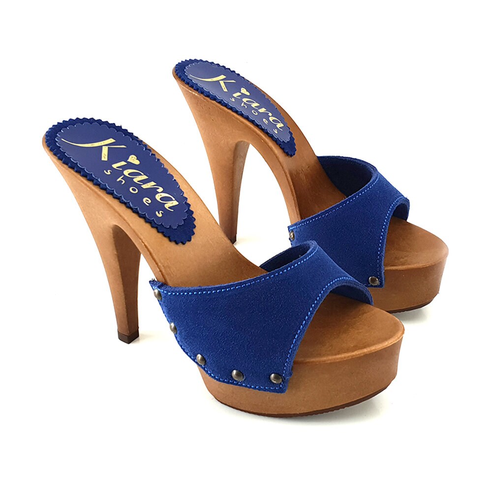 Blue Navy Suede Clogs K93001 CAM NAVY - Etsy