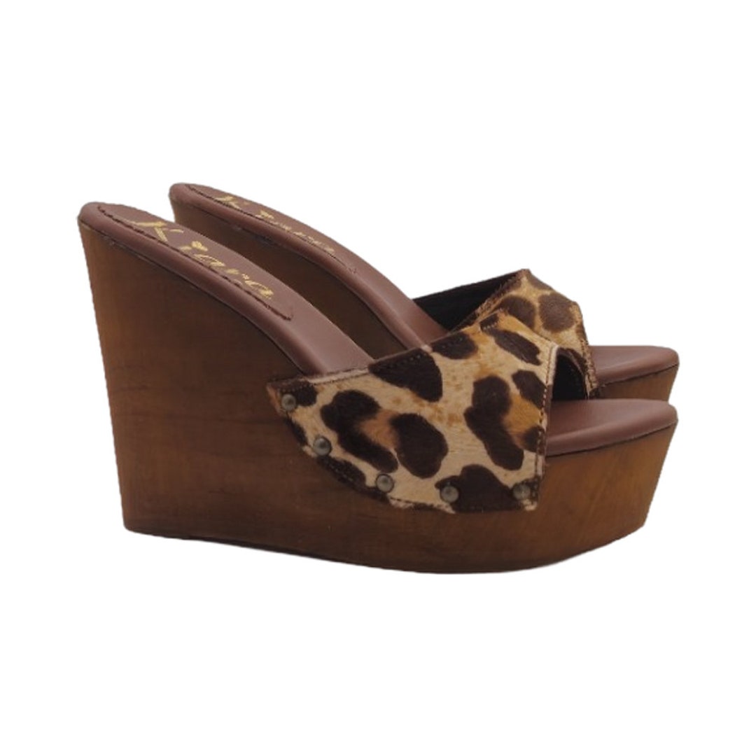 Wedge Clogs With Leather Band | Heel 13 Cm - KZ3001 LEOP - Etsy