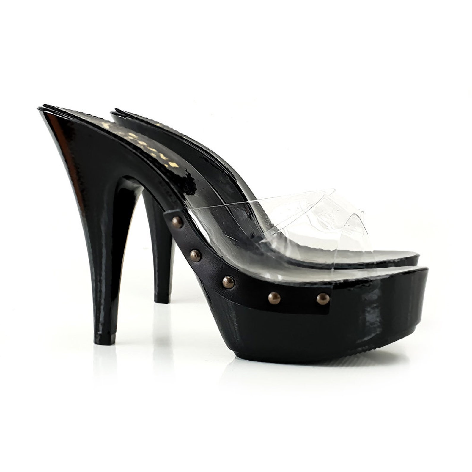 Black Clogs With Transparent Upper Heel 13 K953277 NERO - Etsy