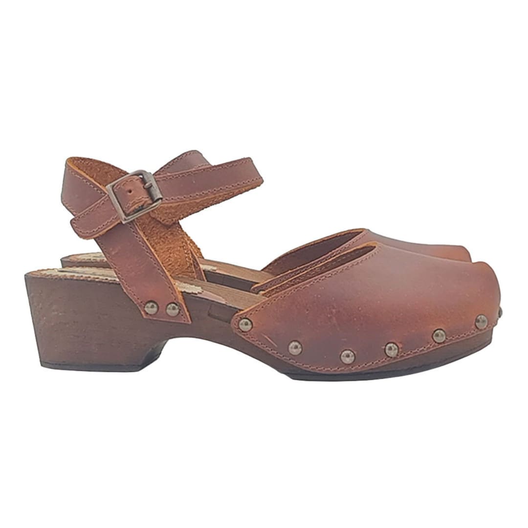 Swedish Clogs in Brown Leather 4,5 Cm Heel - Made in Italy - GM148 ...