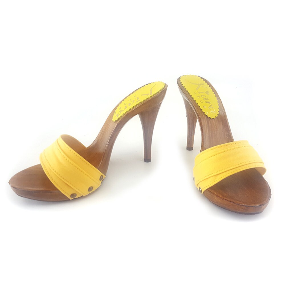 Yellow Italian Clogs Heel 12 KM7101 GIALLO - Etsy