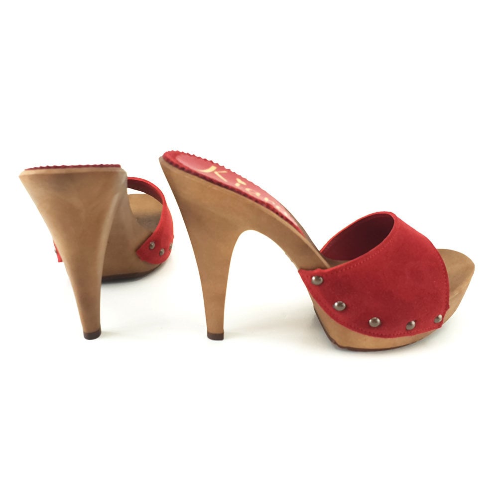 Comfortable Red Suede Clogs K213001 Cam ROSSO - Etsy Australia