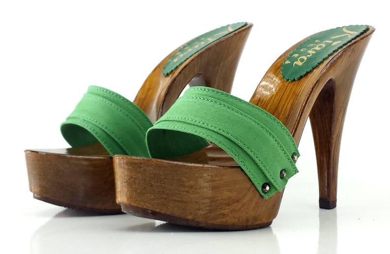 Green Heel Clogs Made in Italy -K9101 VERDE - Etsy Canada