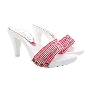 White Clogs With Pin-up Style Upper Heel 9 - K6401 PIN-UP ROSSO - Etsy