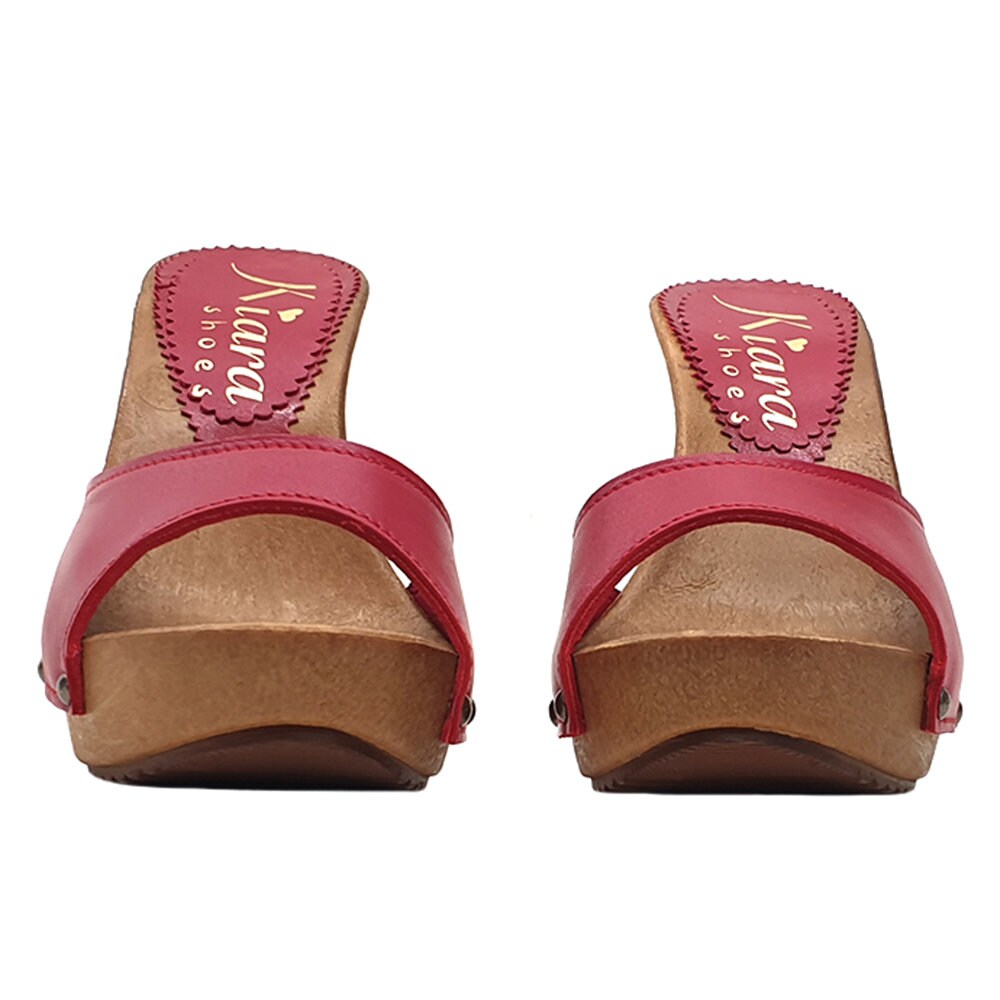 Red Clogs With Leather Upper Heel 11 k213001p ROSSO - Etsy