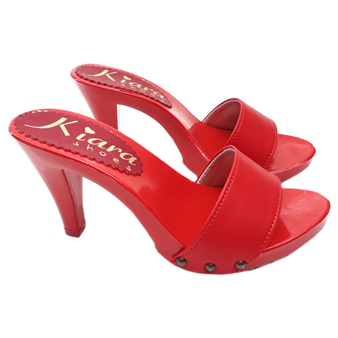 Total Red Clogs With Heel 9 K6603 ROSSO | Etsy