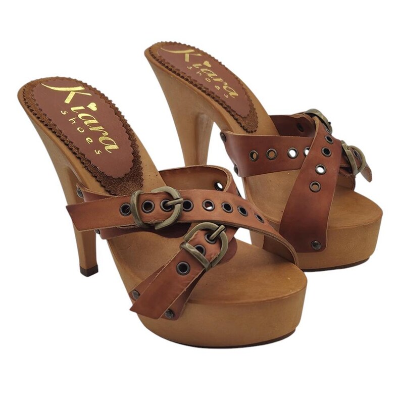 Handmade Italian Leather Clogs With Anti-scratch Base – 13 Cm Heel ...