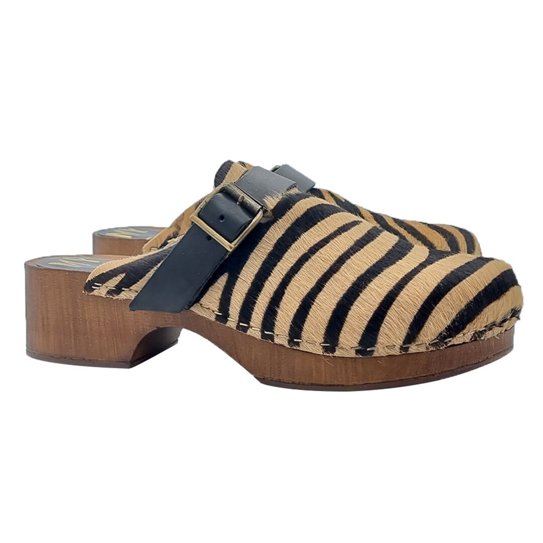 Dutch Clogs With "zebra Effect" Print Upper 4.5 Heel - Made in Italy ...