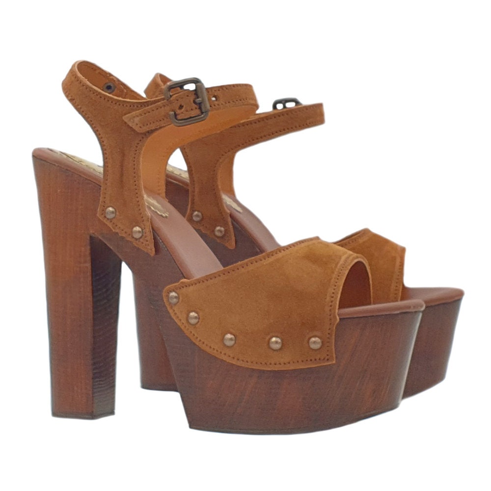 Brown Suede Sandals With Ankle Strap G703 CAMOSCIO - Etsy