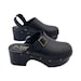 Swedish Black Leather Clogs | Adjustable Strap - Made in Italy - MY326 ...