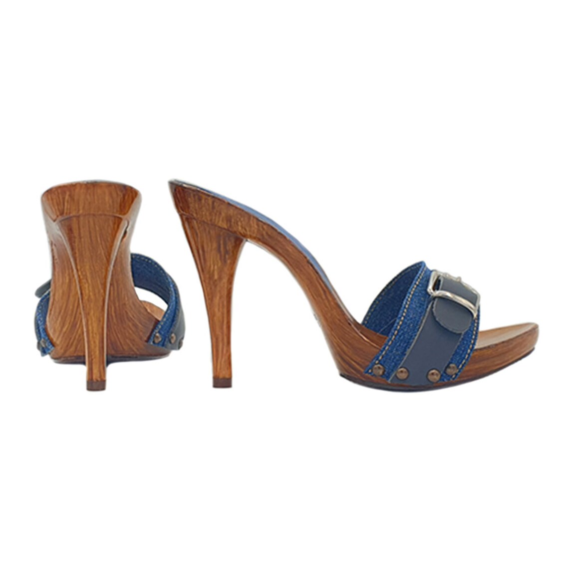 Women's Clogs in Jeans & 12 Cm Heel MY744 DENIM - Etsy