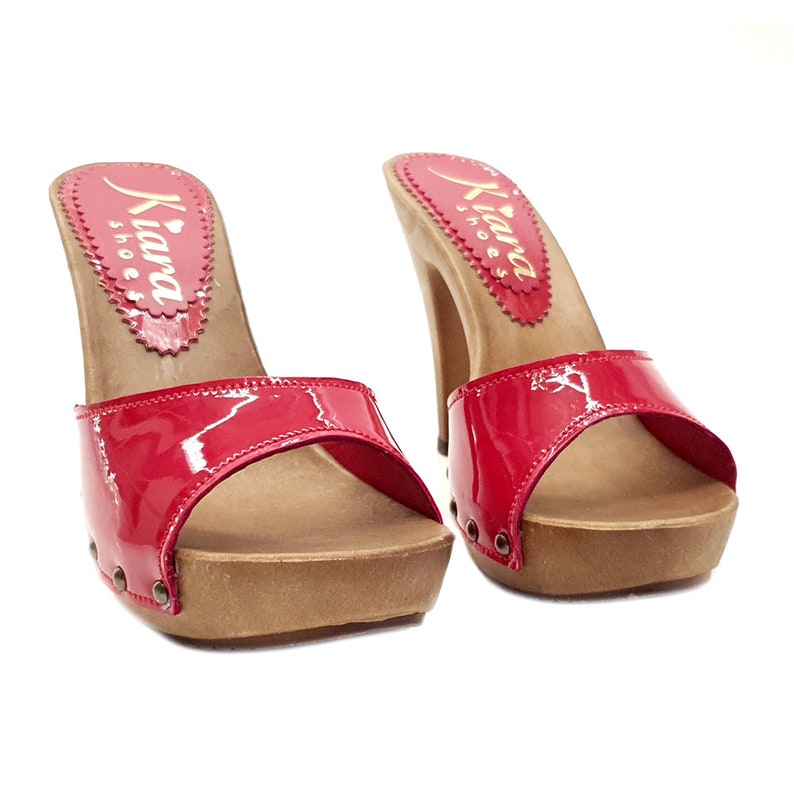 Red Clogs With Leather Upper Heel 11 -K213001 Vern Rosso - Etsy