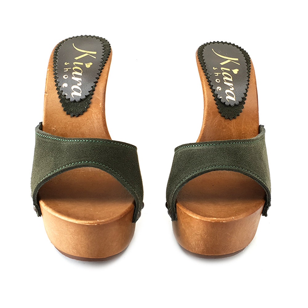 Green Suede Clogs -K93001 CAM VERDE - Etsy