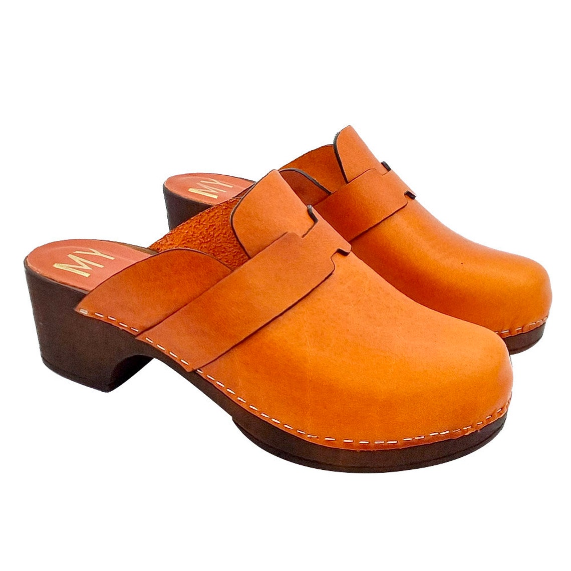Orange Low Dutch Clogs With 4.5 Heel Made in Italy MY207 - Etsy