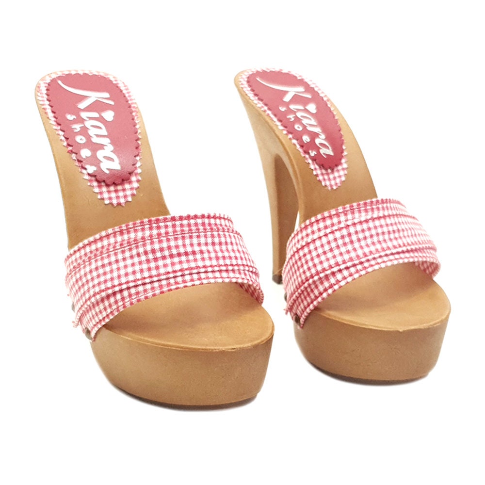 Women's Red Clogs Pin up Style Made in Italy -K9301 ROSSO PIN UP - Etsy