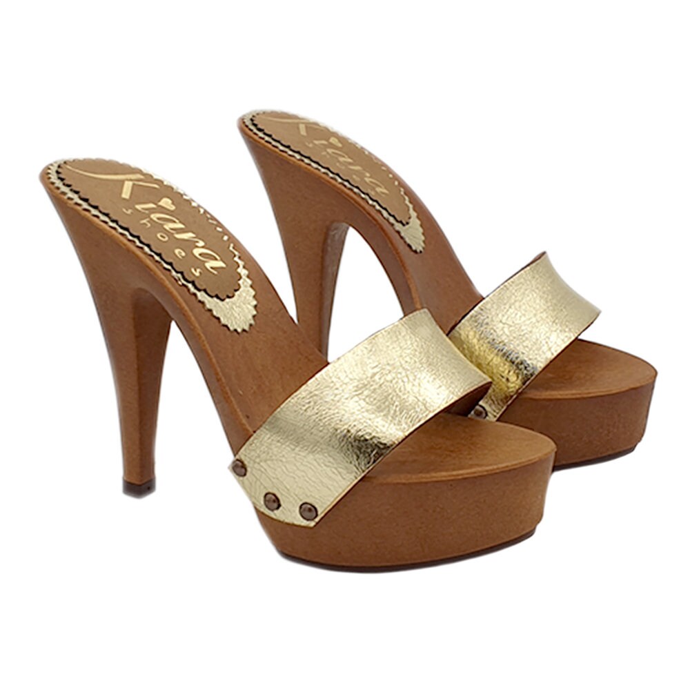 CLOGS for Women With Upper in Antique Gold Leather - K9302 CRAKY ORO - Etsy