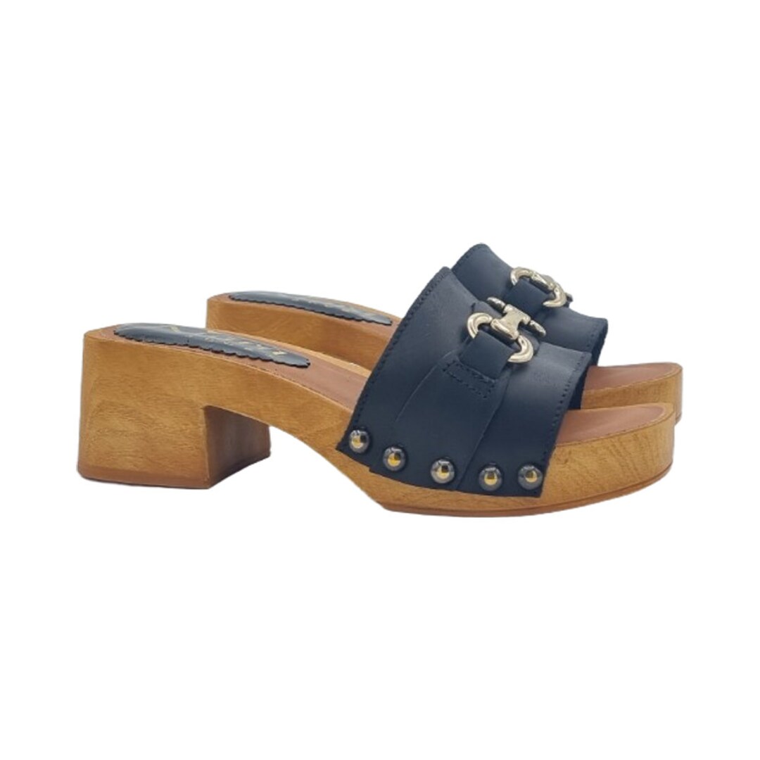 Handmade Clogs With Leather Upper and Accessory | 6 Cm Heel - MY305 ...