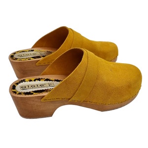 Swedish Clogs in Yellow Suede With 4.5 Cm Heel - Made in Italy - GL123 ...