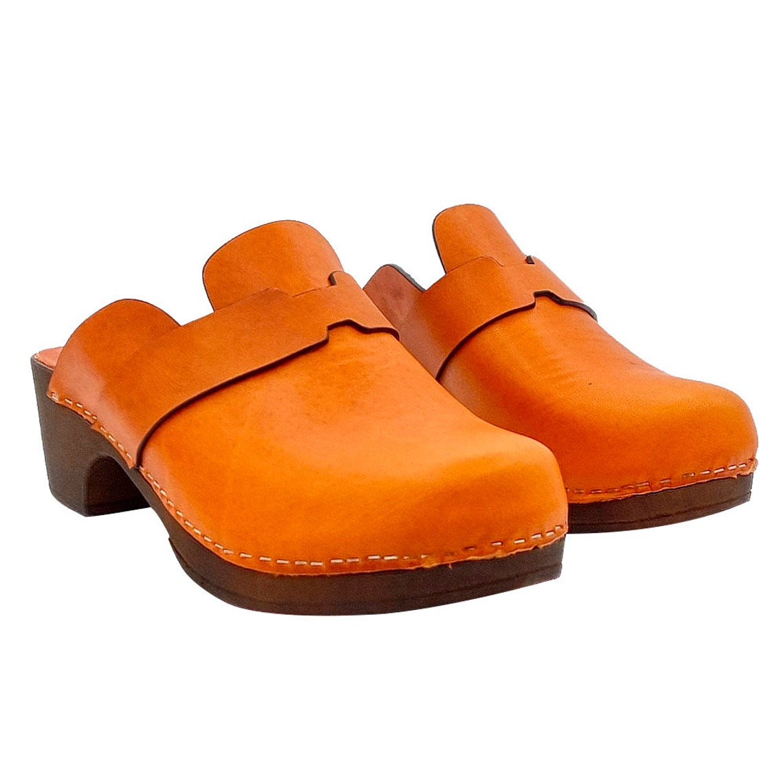 Orange Low Dutch Clogs With 4.5 Heel Made in Italy MY207 - Etsy