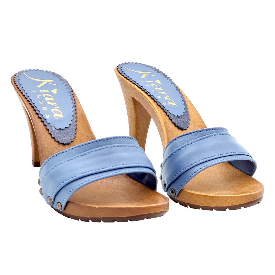 Clogs With Blue Upper Heel 9 - K6301 P BLUETTO - Etsy