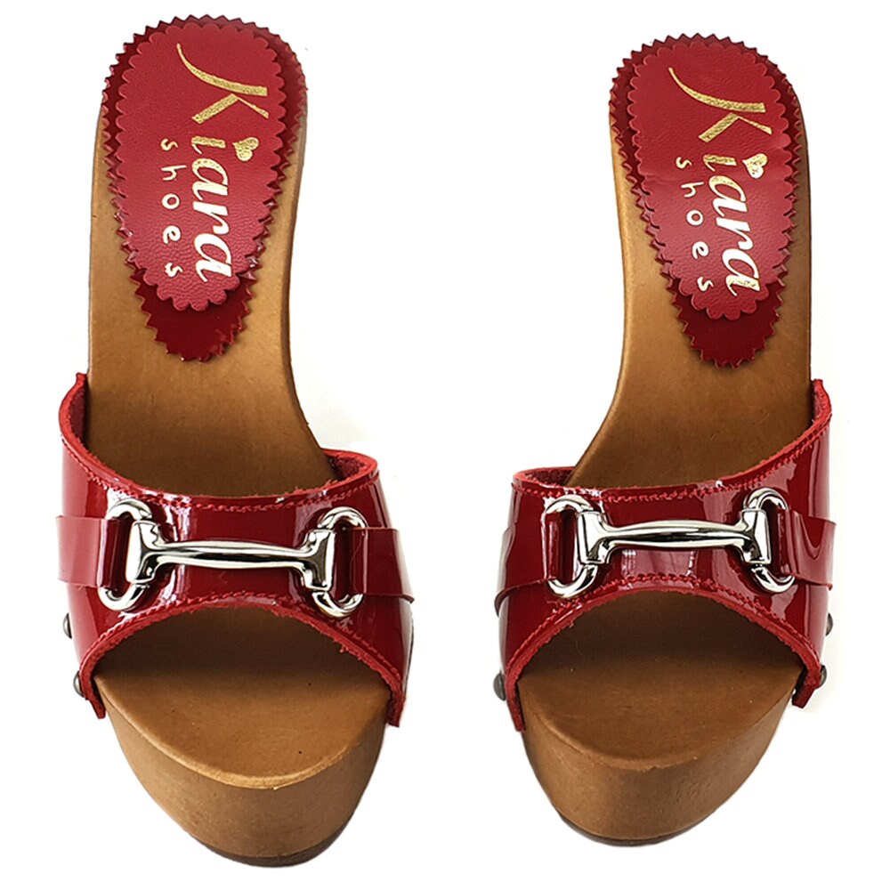 Red Patent Leather Clogs With Accessory -K93013 VERN ROSS - Etsy