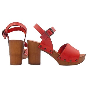 Red Women's Sandals With Strap and 8.5 Heel - Made in Italy - MY215 ...